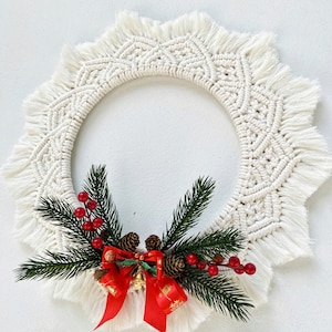Farmhouse Christmas Wreath, Macrame Xmas Wreath, Wreaths Fireplace ...