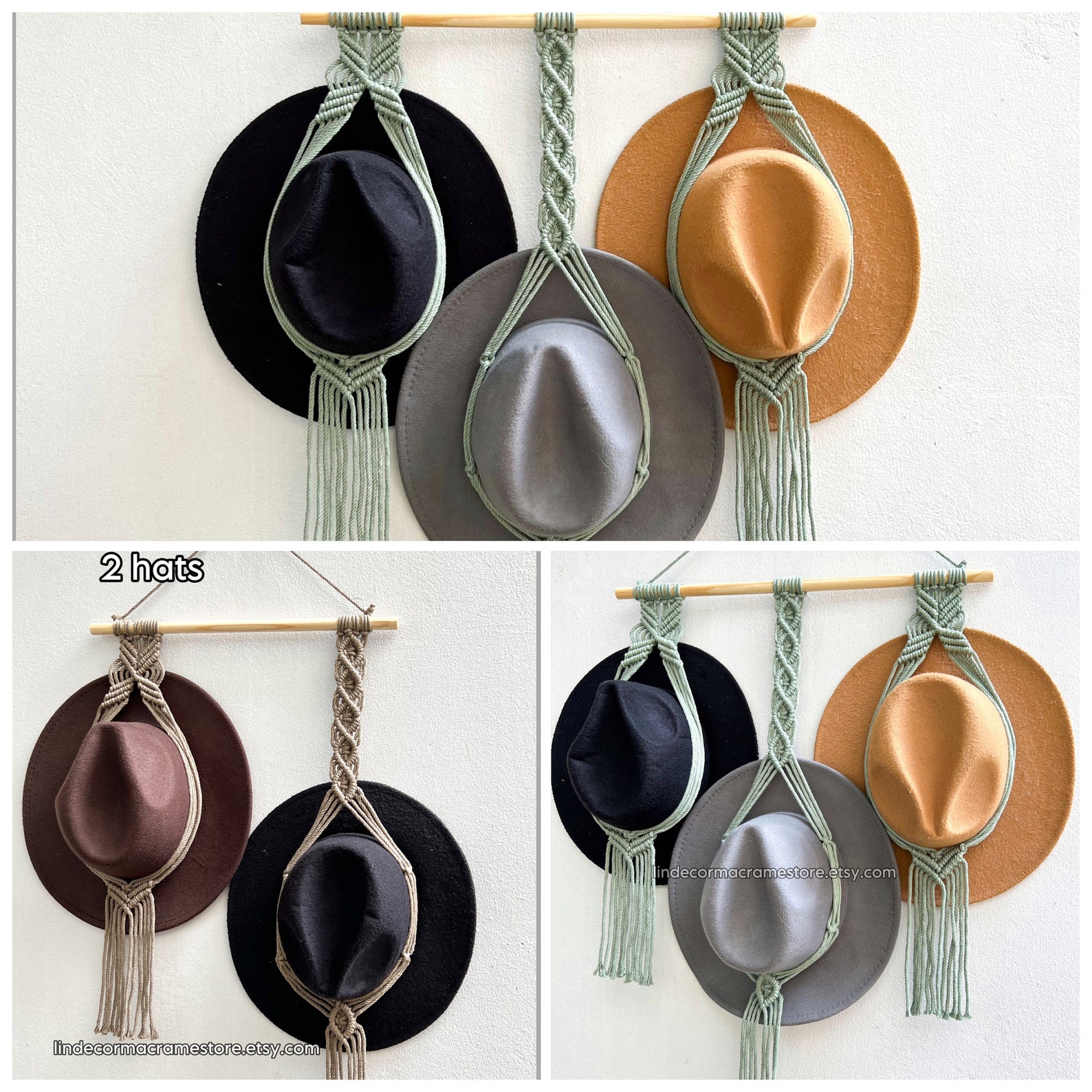 Boho Hat Rack, Macrame Hat Holder, Hat Organizer, Farmhouse Hat Hanger ...