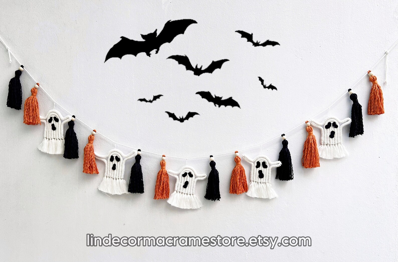 Macrame Ghost Halloween Decor, Halloween Ghost Garland, Garland for ...