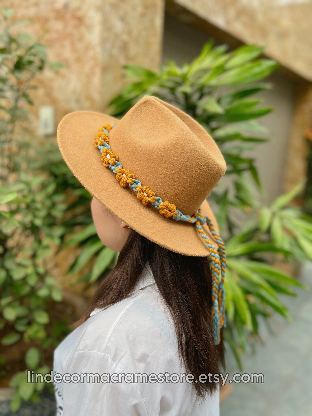 Macrame Daisy Flower Hatbands, Vintage Hat Bands, Boho Hat Accessories ...