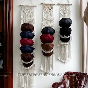 Baseball Cap Hanger, Macrame Baseball Cap Storage, Wall Mounted Hat ...