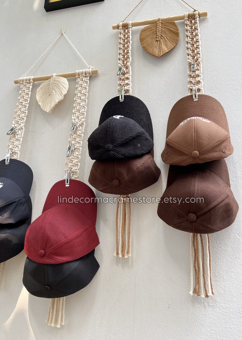 Macrame Baseball Cap Hat Rack Wall Mounted Cap Display Rack - Etsy