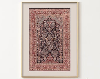 Persian Rug Simple / Art Print , Red , Brown , Ethnic Pattern ...