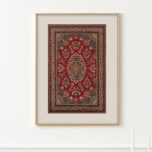 Persian Rug Simple / Art Print - Red , Dark Colours , Printable Wall ...