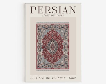 Persian Rug Simple / Art Print , Red , Brown , Ethnic Pattern ...