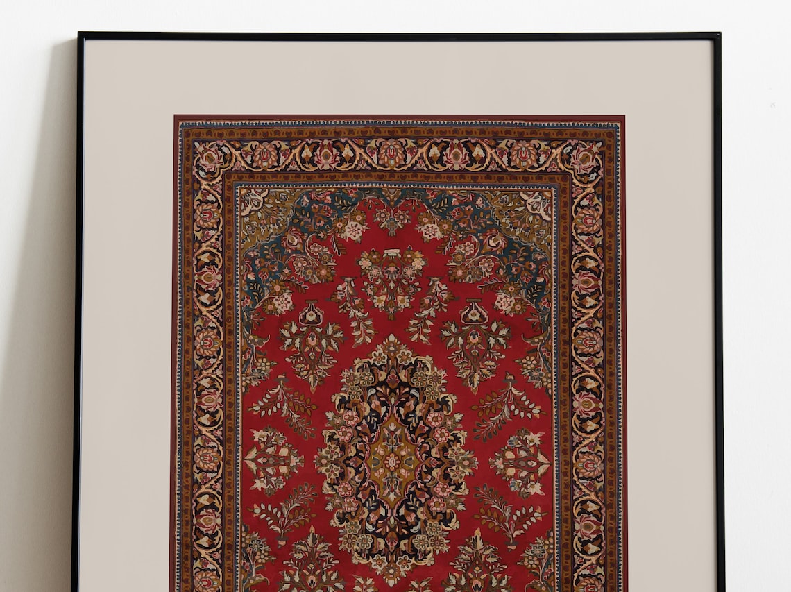 Persian Rug Simple / Art Print - Red , Dark Colours , Printable Wall ...