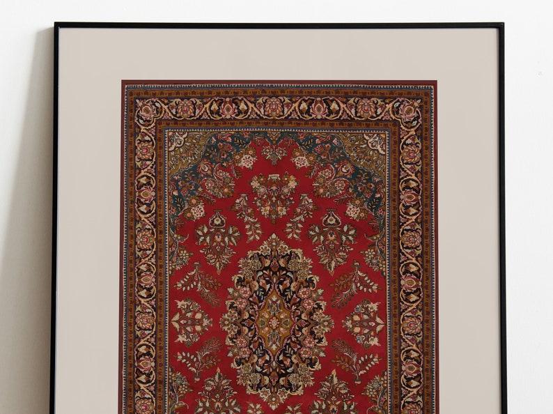 Persian Rug Simple / Art Print - Red , Dark Colours , Printable Wall ...