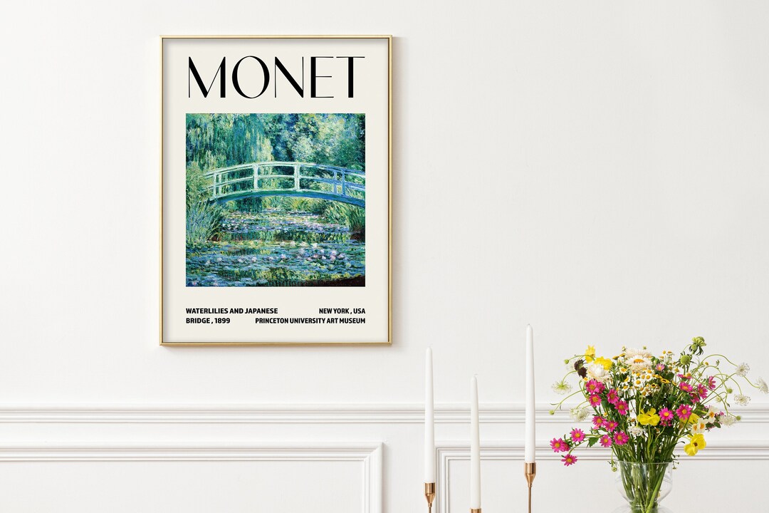 Claude Monet Exhibition Poster - Waterlilies and Japanese Bridge / Art ...
