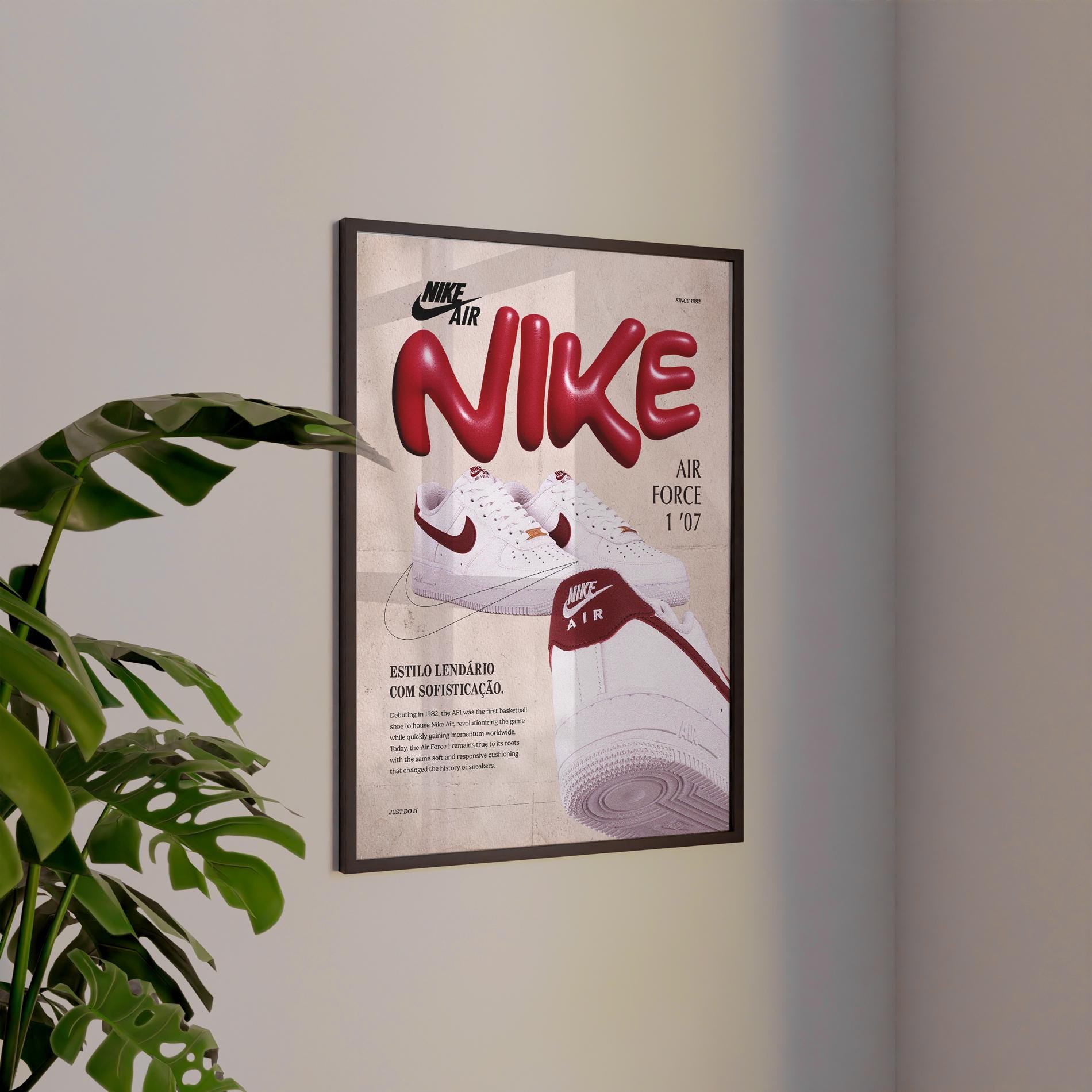 Digital Poster of the Nike Air Force 1 '07, Showcasing the Iconic ...