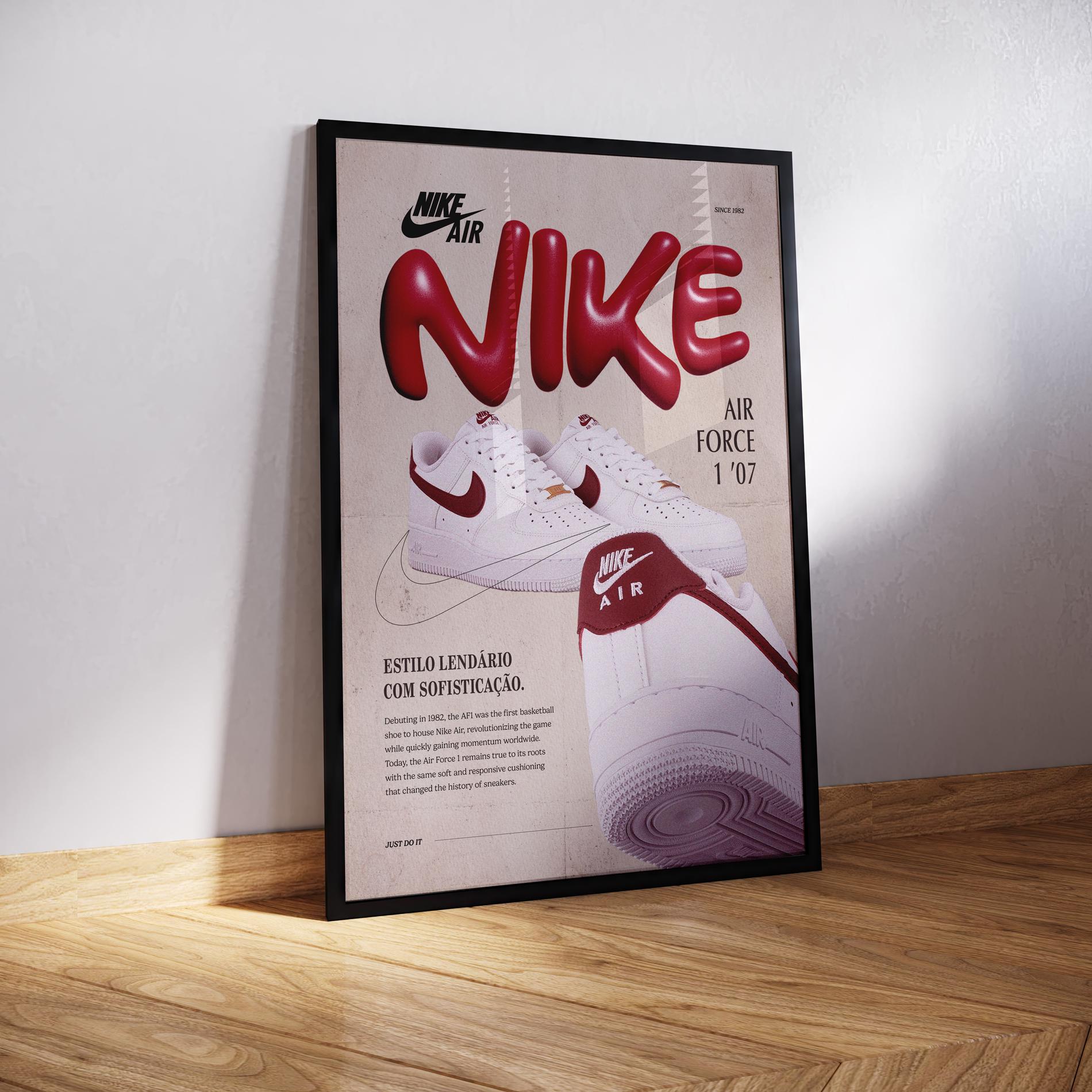 Digital Poster of the Nike Air Force 1 '07, Showcasing the Iconic ...