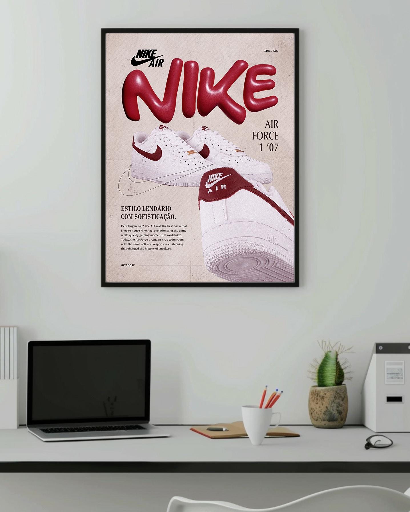 Digital Poster of the Nike Air Force 1 '07, Showcasing the Iconic ...
