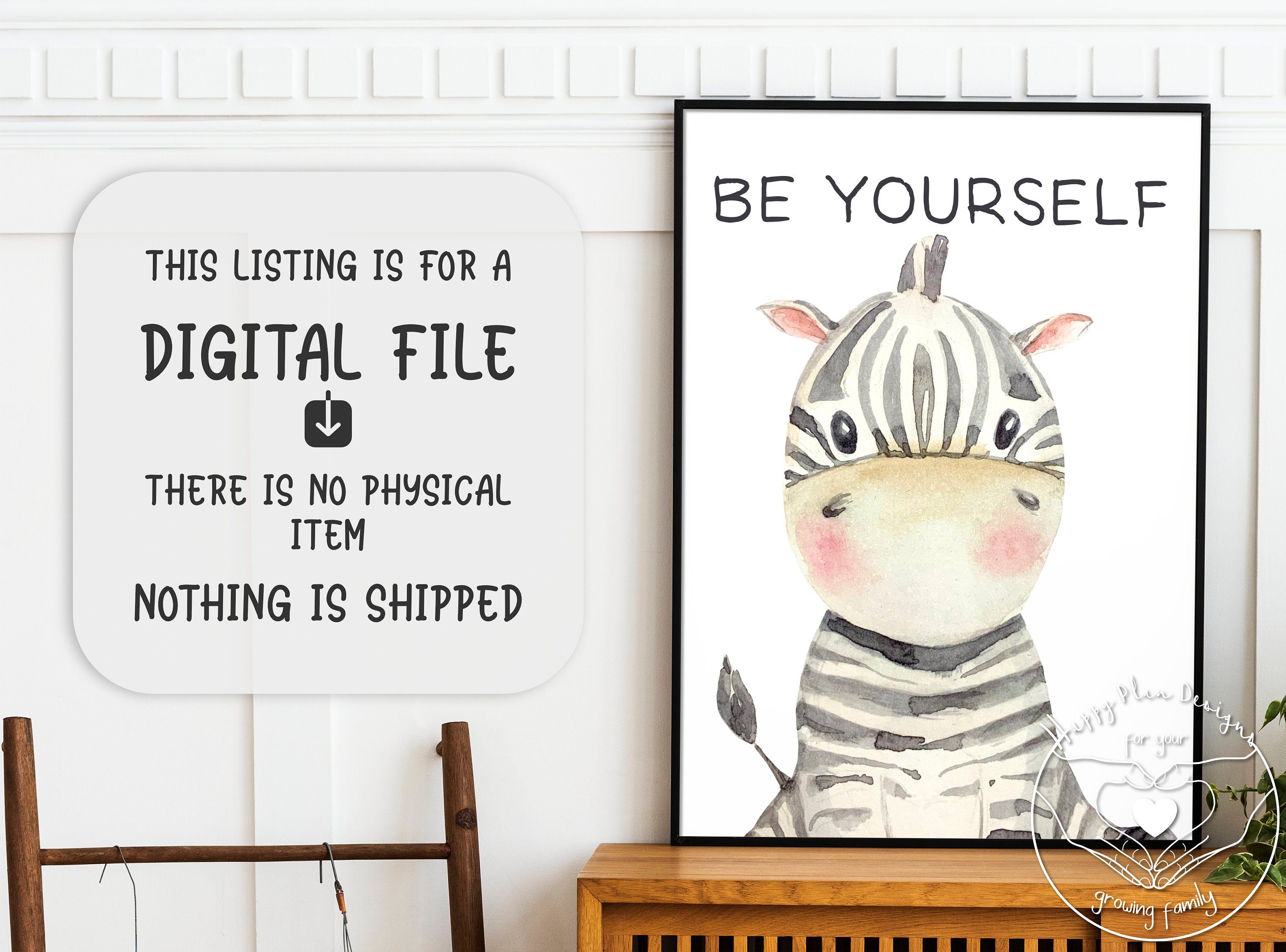 Baby Zebra Be Yourself Nursery Wall Art Printable - Etsy UK