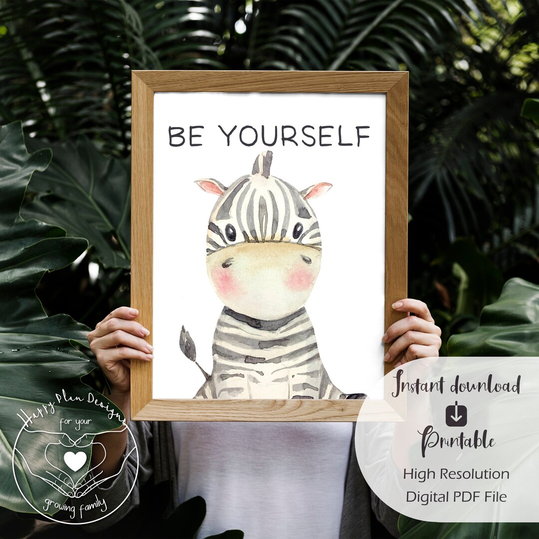 Baby Zebra Be Yourself Nursery Wall Art Printable - Etsy UK