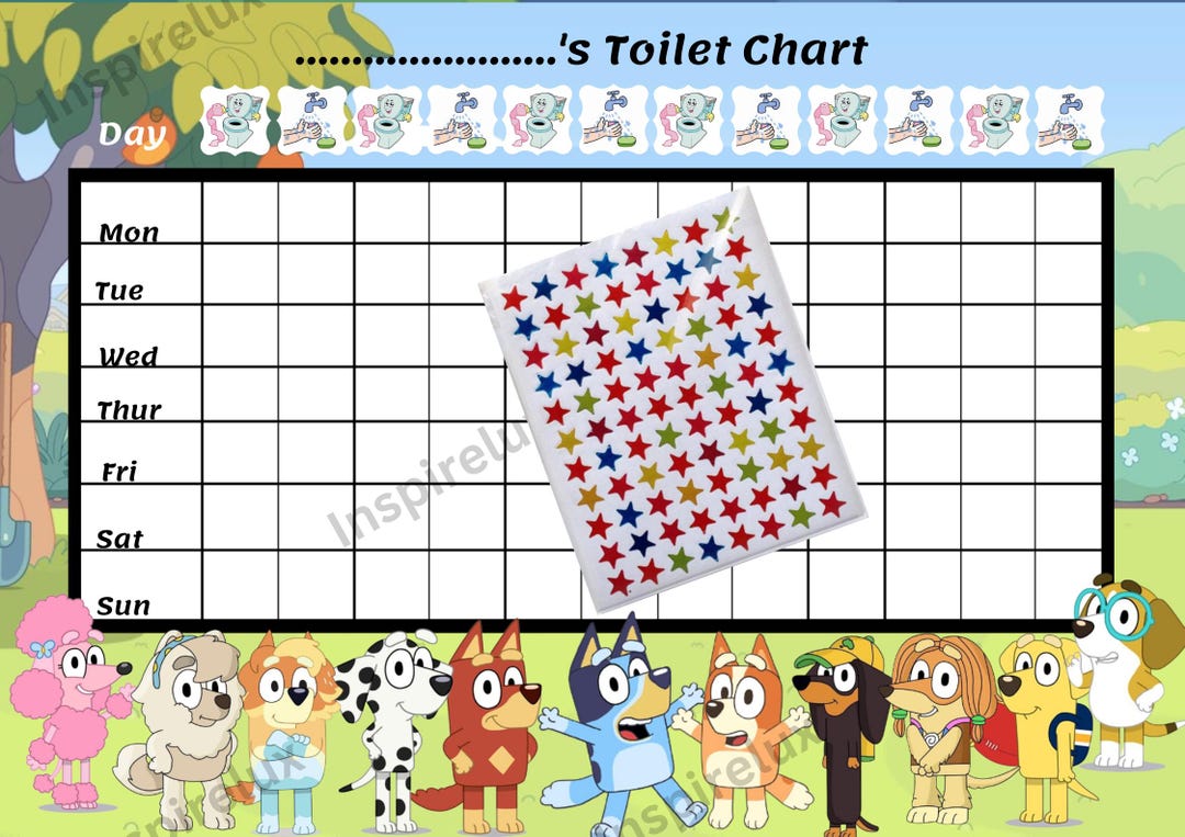 Bluey Toilet Training A4 Chart With Free Stickers Sheet - Etsy