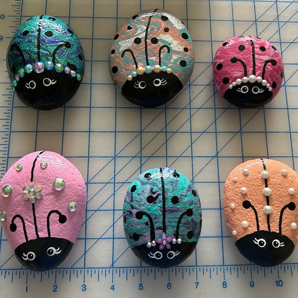 Ladybug Painted Rocks - Etsy