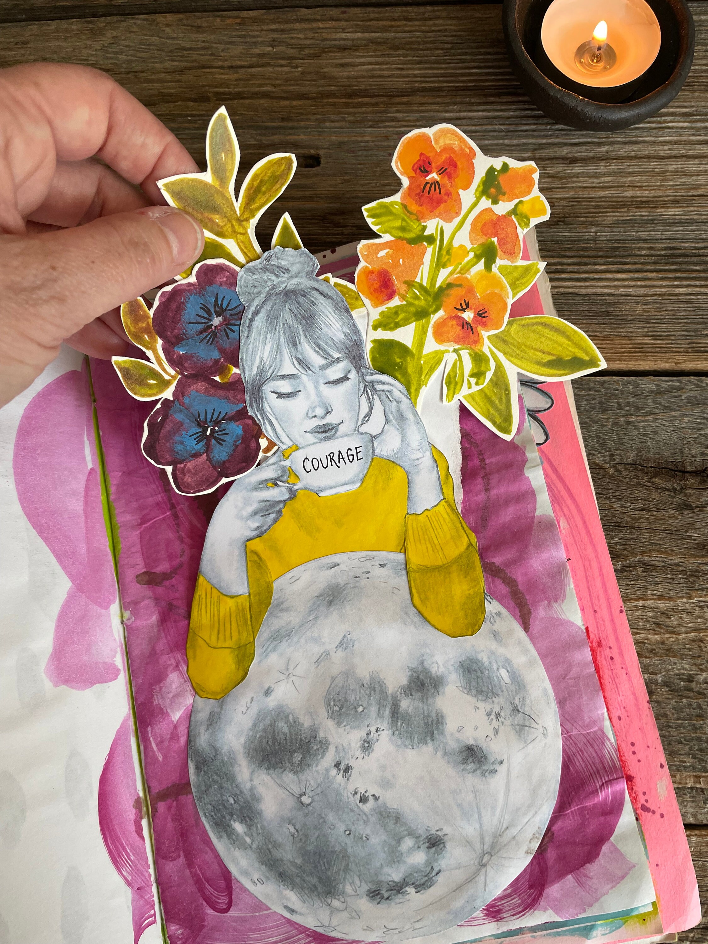 Full Moon Tea Collage Sheet, Digital Download, Full Moon Art Ritual ...