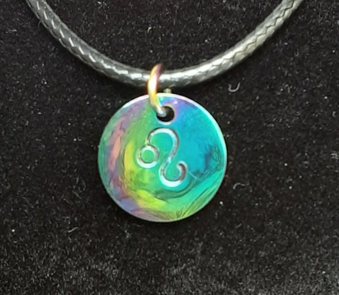Leo | Rainbow Polished Stainless Steel Zodiac 12mm Pendant Necklace ...