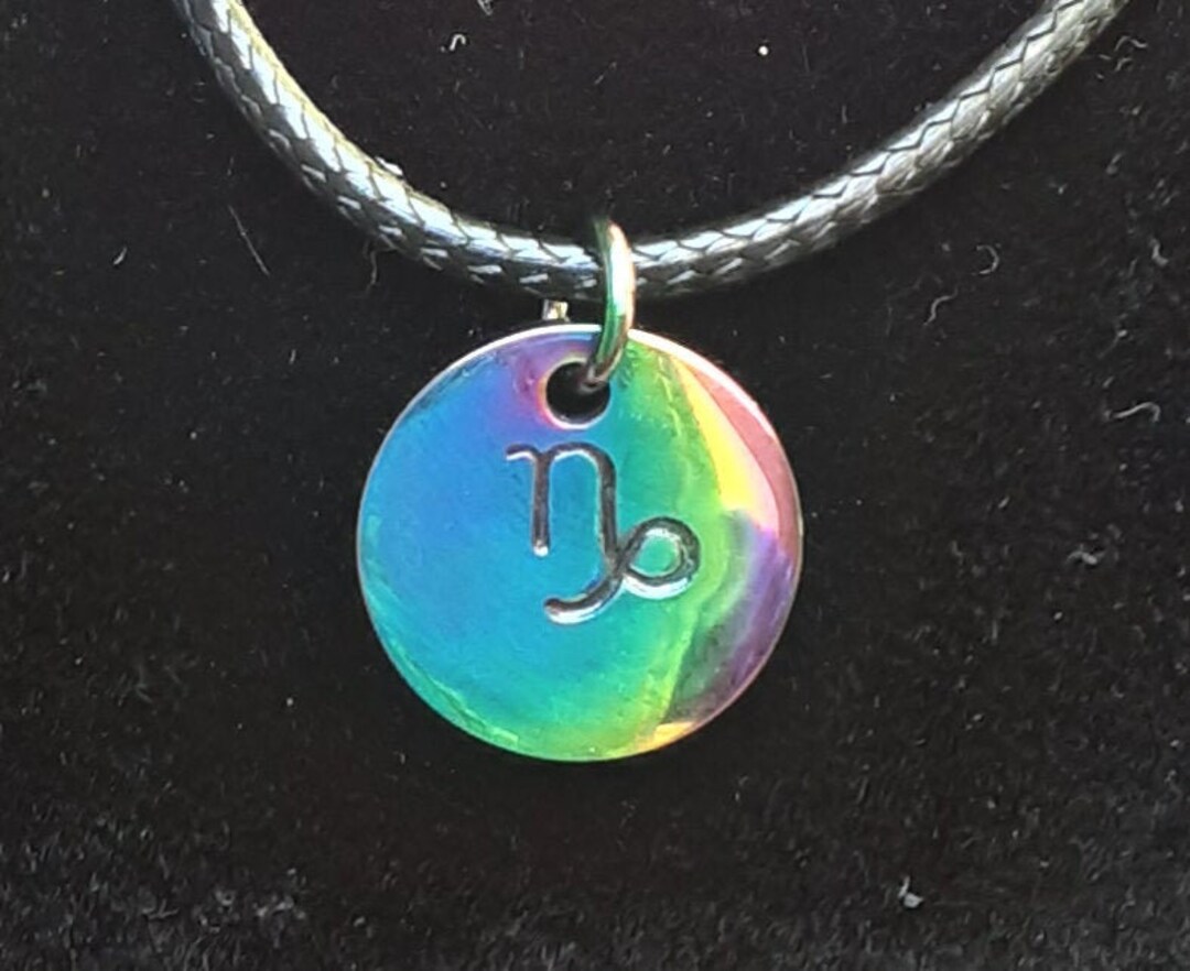 Capricorn | Rainbow Polished Stainless Steel Zodiac 12mm Pendant ...