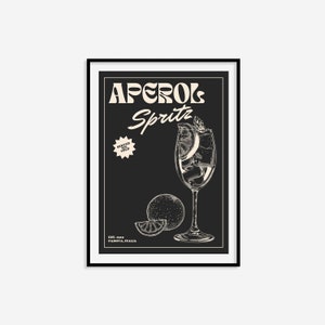 Retro Aperol Spritz Cocktail Print | Vintage Bar Prints, Retro Italy ...