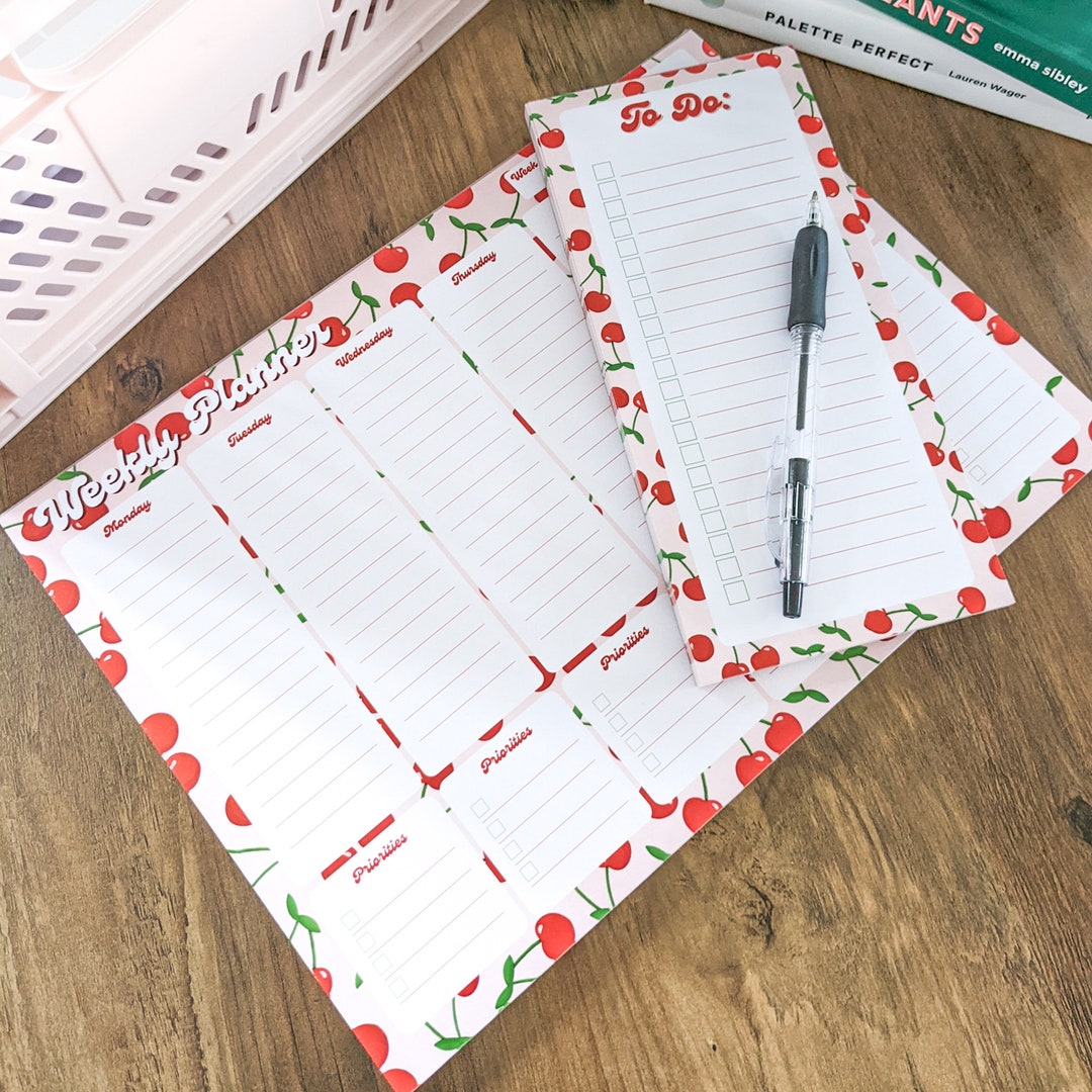 Cherry Print A4 Weekly Planner and to Do List Bundle | Cherry Notepad ...