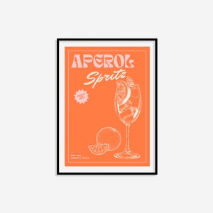 Retro Aperol Spritz Cocktail Print | Vintage Bar Prints, Retro Italy ...