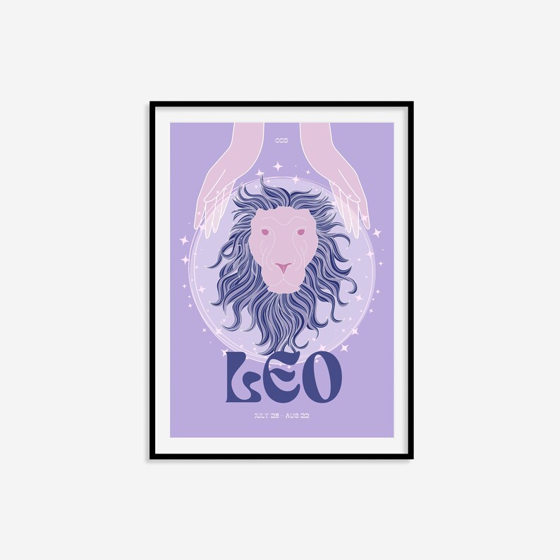 Leo Zodiac Print | Astrology Prints, Colourful Wall Art, Retro Print ...