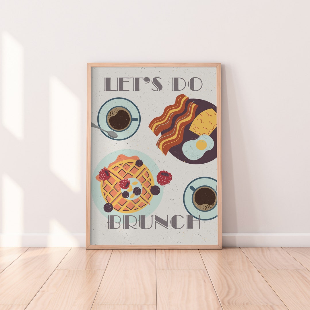 Let's Do Brunch Print | Kitchen Print, Retro Kitchen Art, Breakfast ...