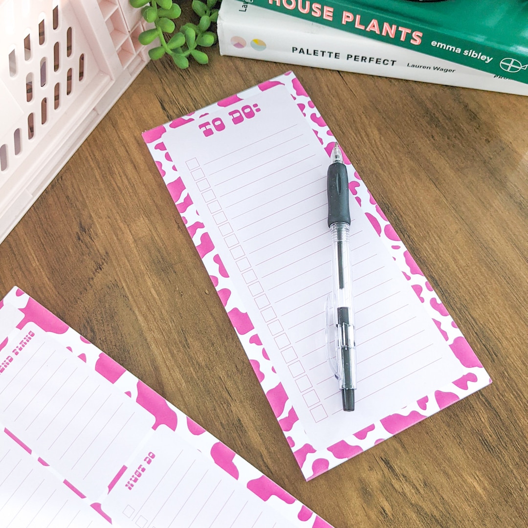 Pink Cow Print to Do List | Cow Print Notepad, Pink Stationery, Cute ...