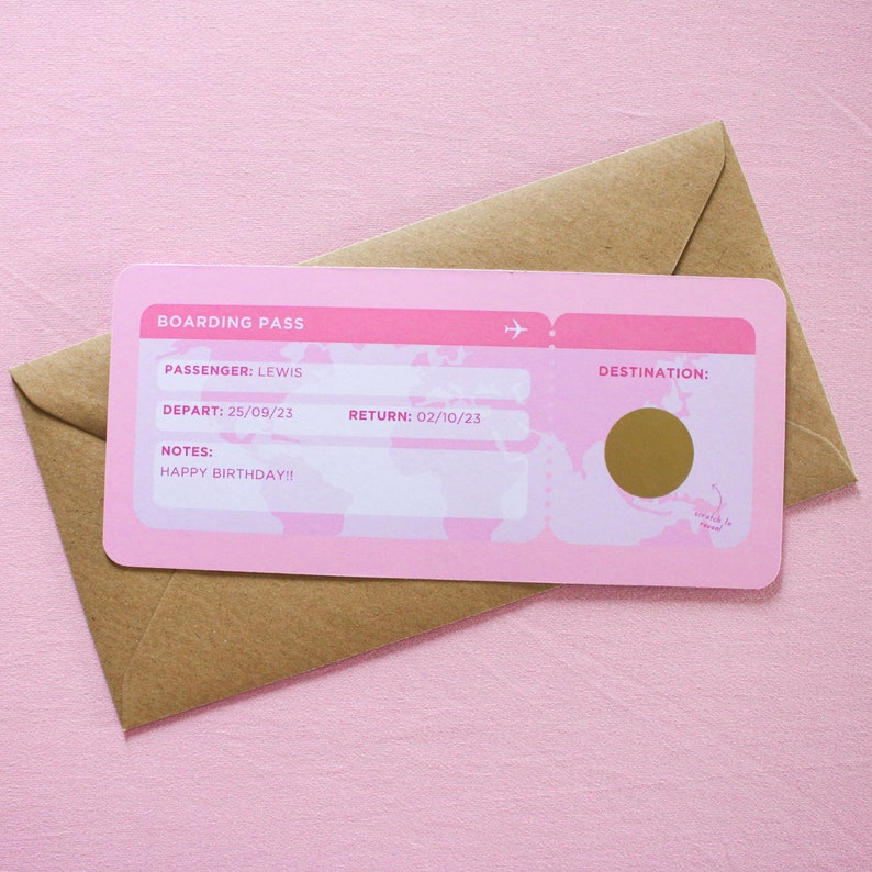 Personalised Holiday Boarding Pass Voucher | Gift Scratch Card, Custom ...