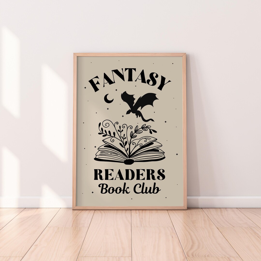 Fantasy Readers Book Club Print | Fantasy Book Print, Cute Dragon Art ...