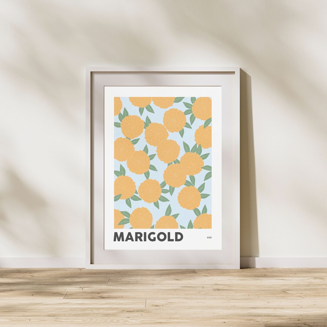 Marigold October Birth Flower Print | Birthday Prints, Flower Art ...