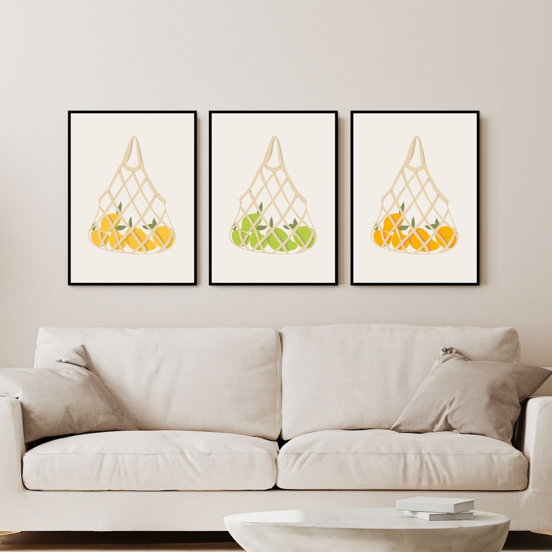 Set of 3 Boho Fruit Baskets Prints | Statement Prints, Gallery Wall ...