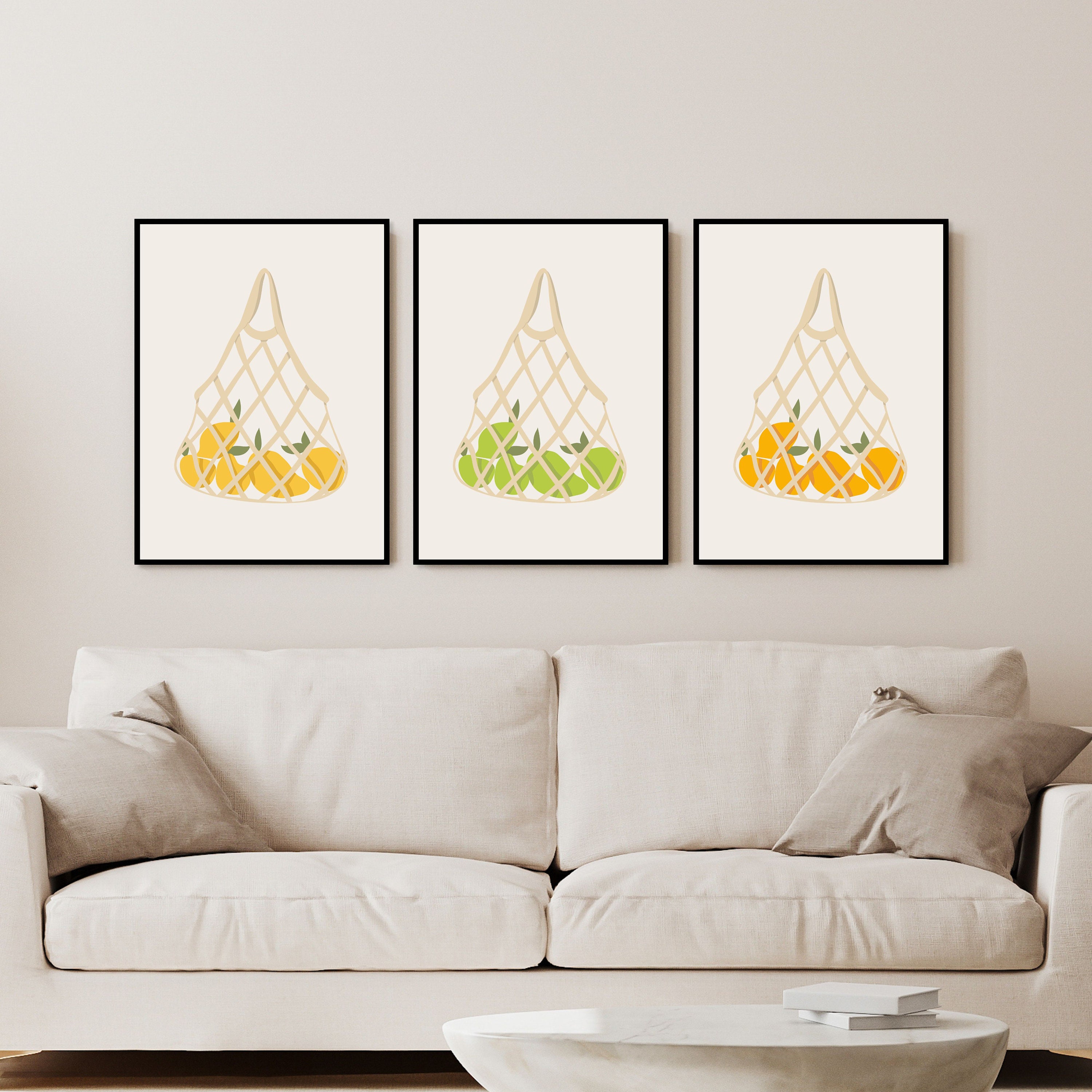 Set of 3 Boho Fruit Baskets Prints | Statement Prints, Gallery Wall ...