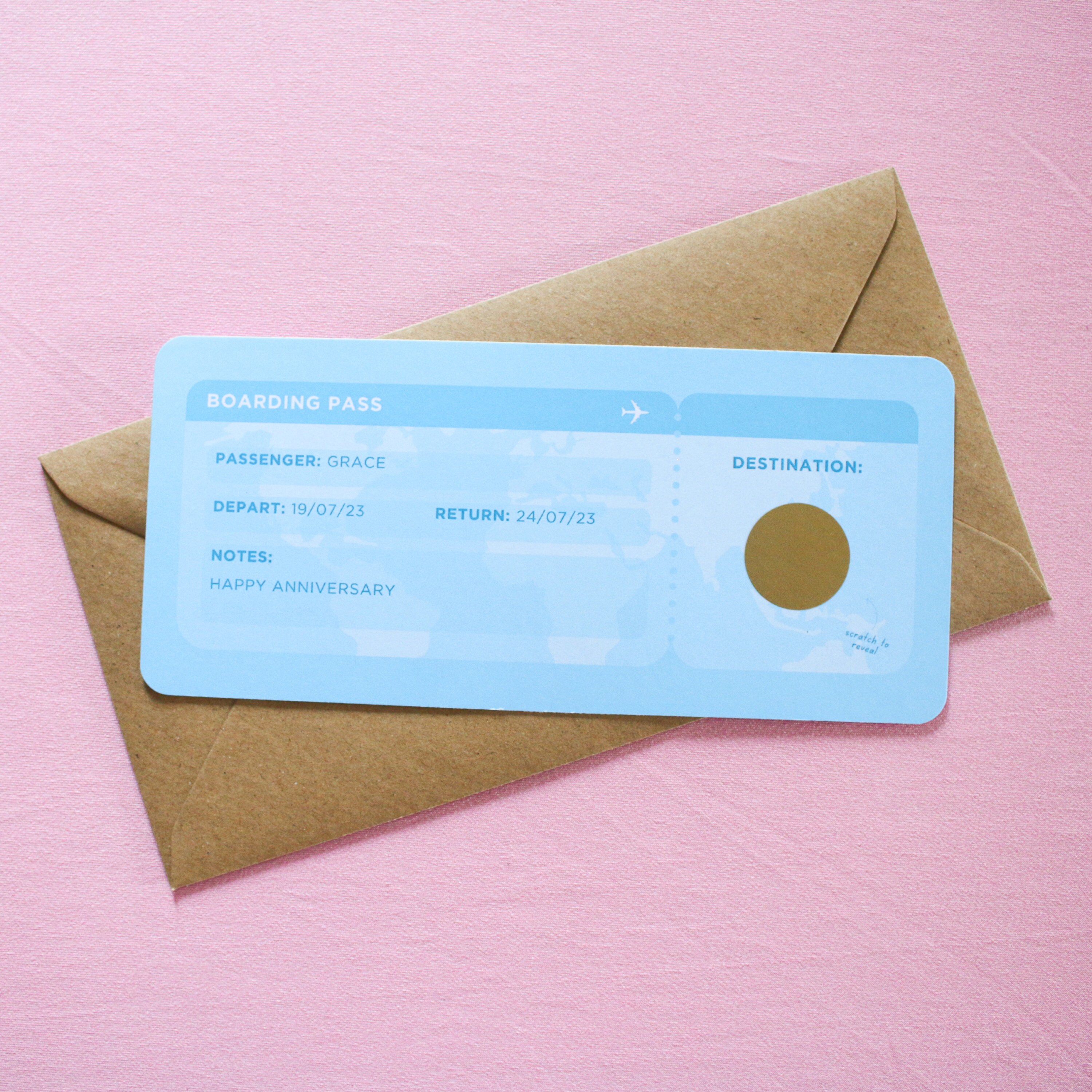 Personalised Holiday Boarding Pass Voucher | Gift Scratch Card, Custom ...