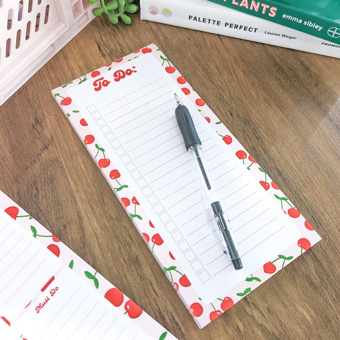 Cherry Print to Do List | Cherry Notepad, Cherry Stationery, Cute ...
