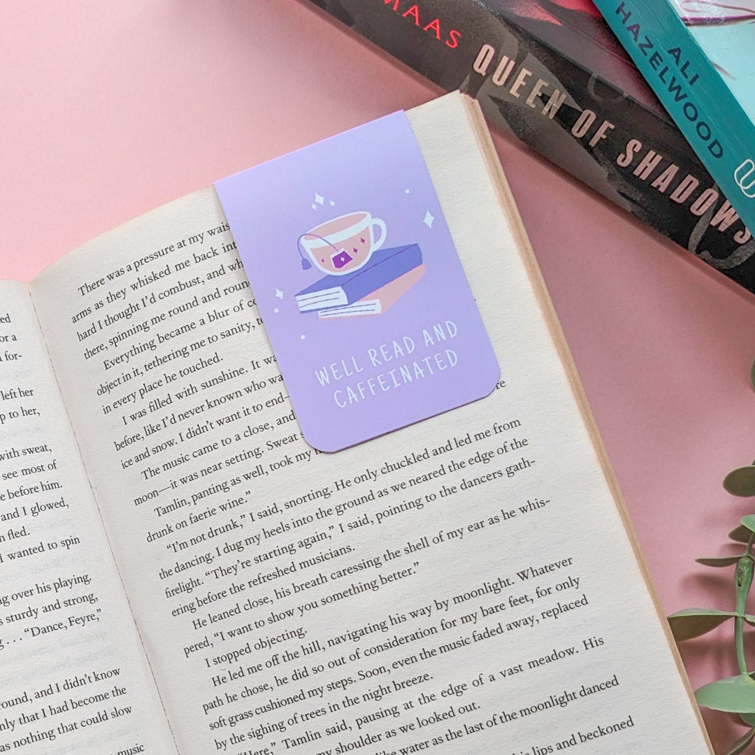 Well Read and Caffeinated Magnetic Bookmark | Cute Bookmark, Bookworm ...