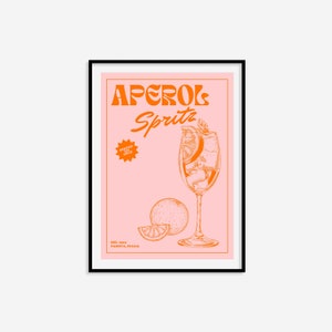 Retro Aperol Spritz Cocktail Print | Vintage Bar Prints, Retro Italy ...