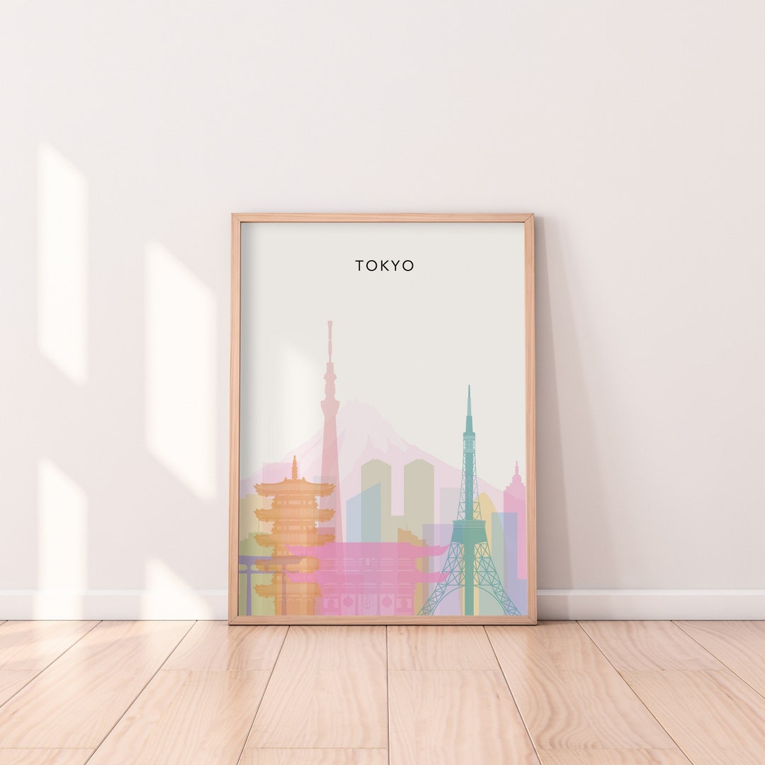 Minimalist Tokyo Print | City Wall Art, Retro Travel Poster, Japan ...