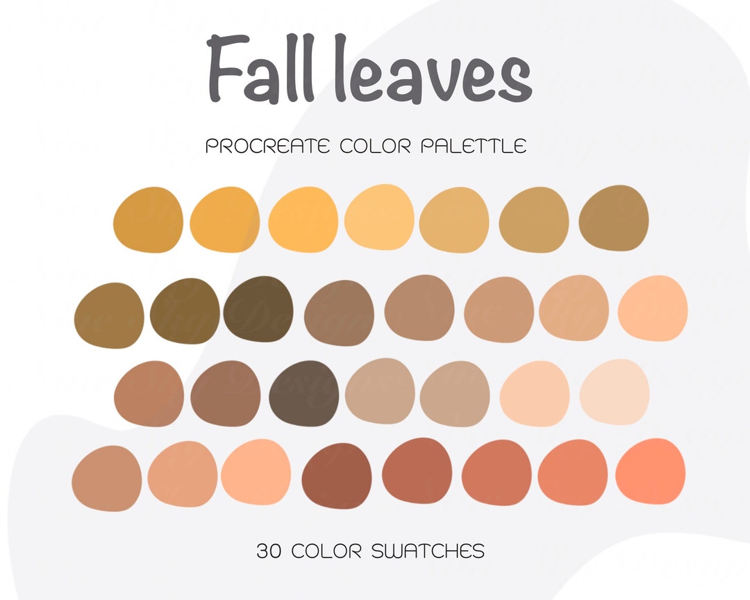 Fall Leaves Procreate Color Palette | 30 Autumn Swatches (digital ...