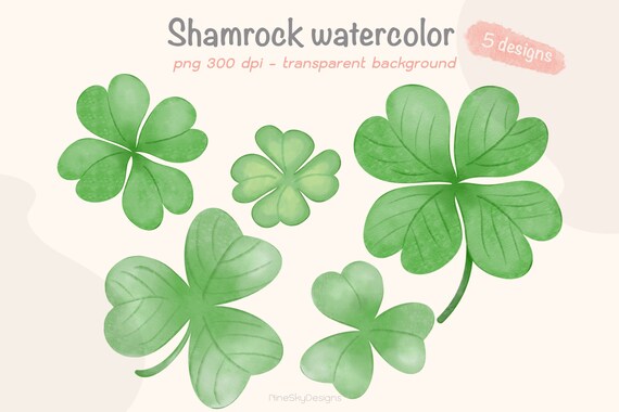 Shamrock Watercolor PNG Clipart Shamrock Watercolor | Etsy