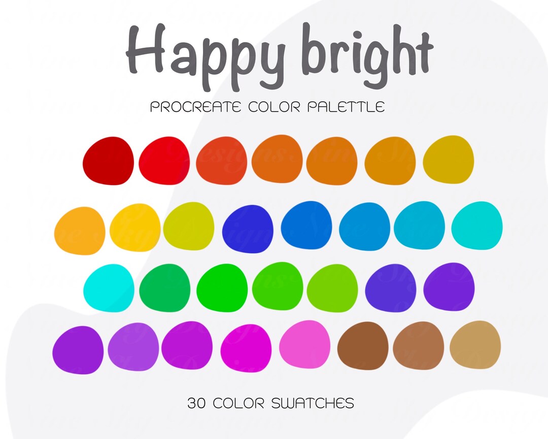 Bright Color Palette for Procreate | 30 Swatches (instant Download ...