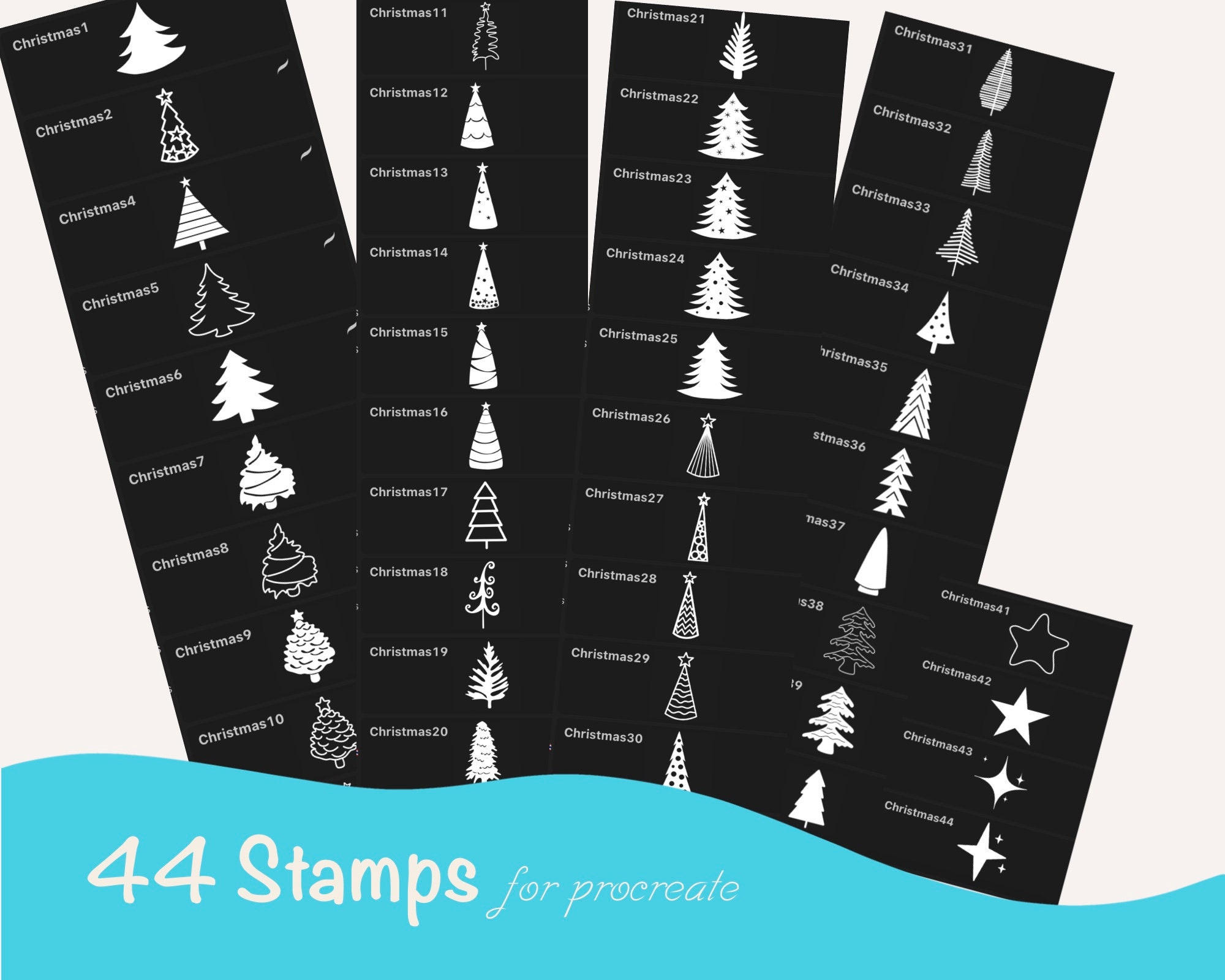 Christmas Tree Stamps for Procreate Procreate Stamps Christmas Tree ...