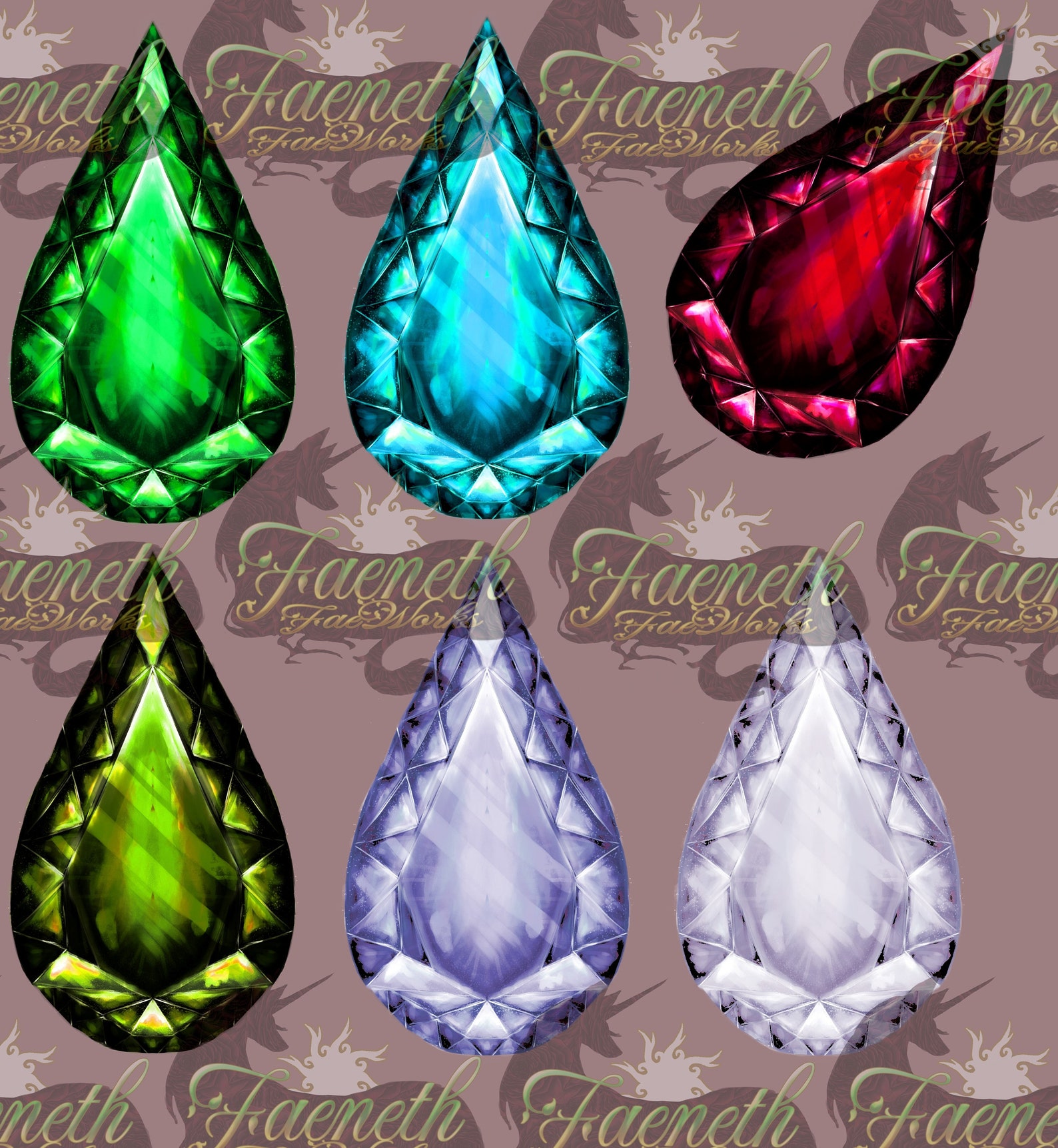 Gemstone pear Asset - Etsy