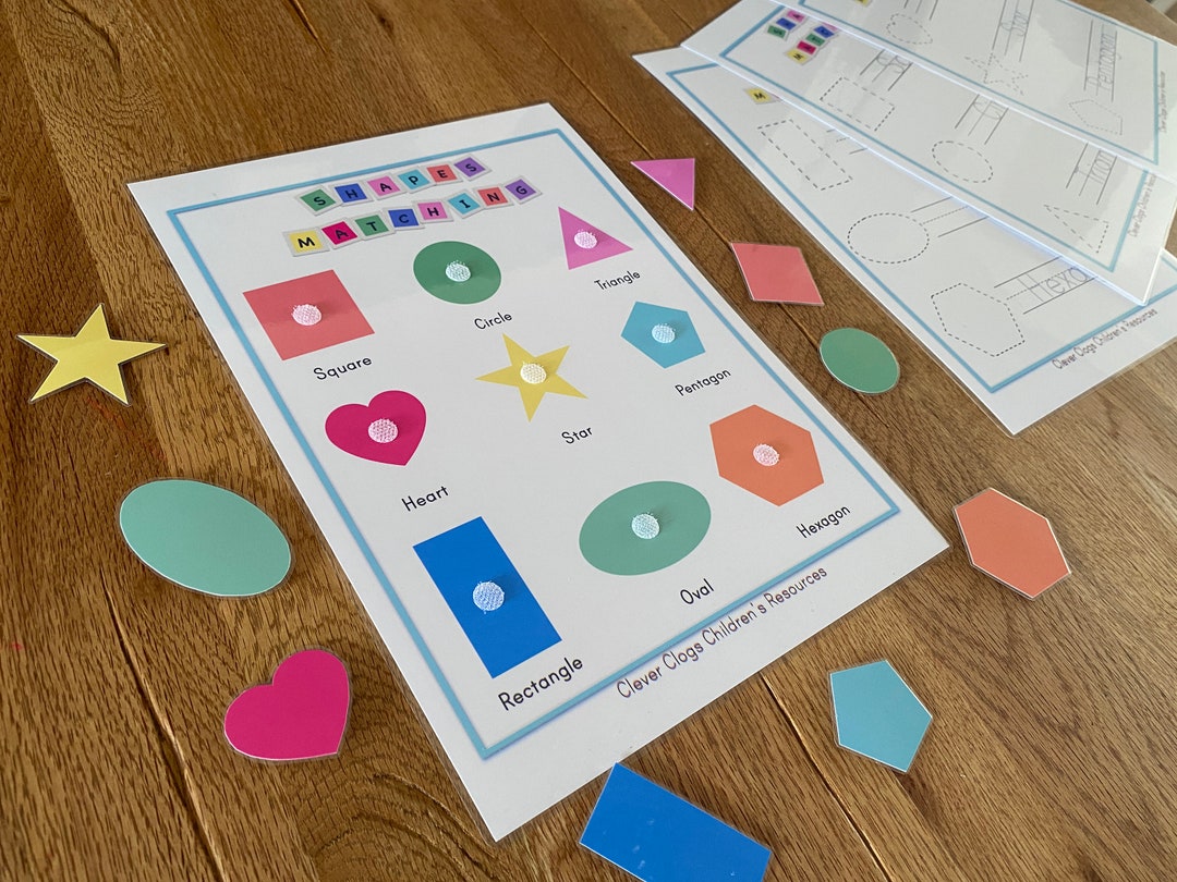 Matching Shapes Printable Learning Shapes Worksheet Toddler - Etsy