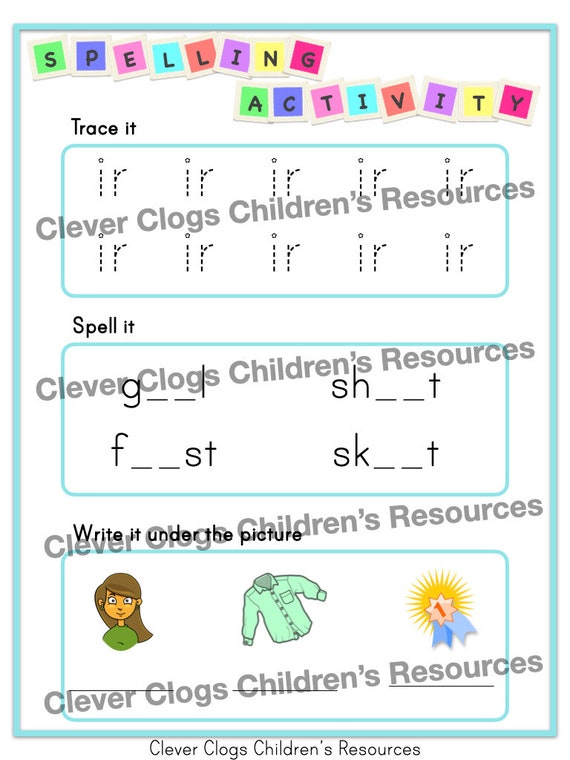 Spelling Activity Educational Printable Spelling Homework - Etsy