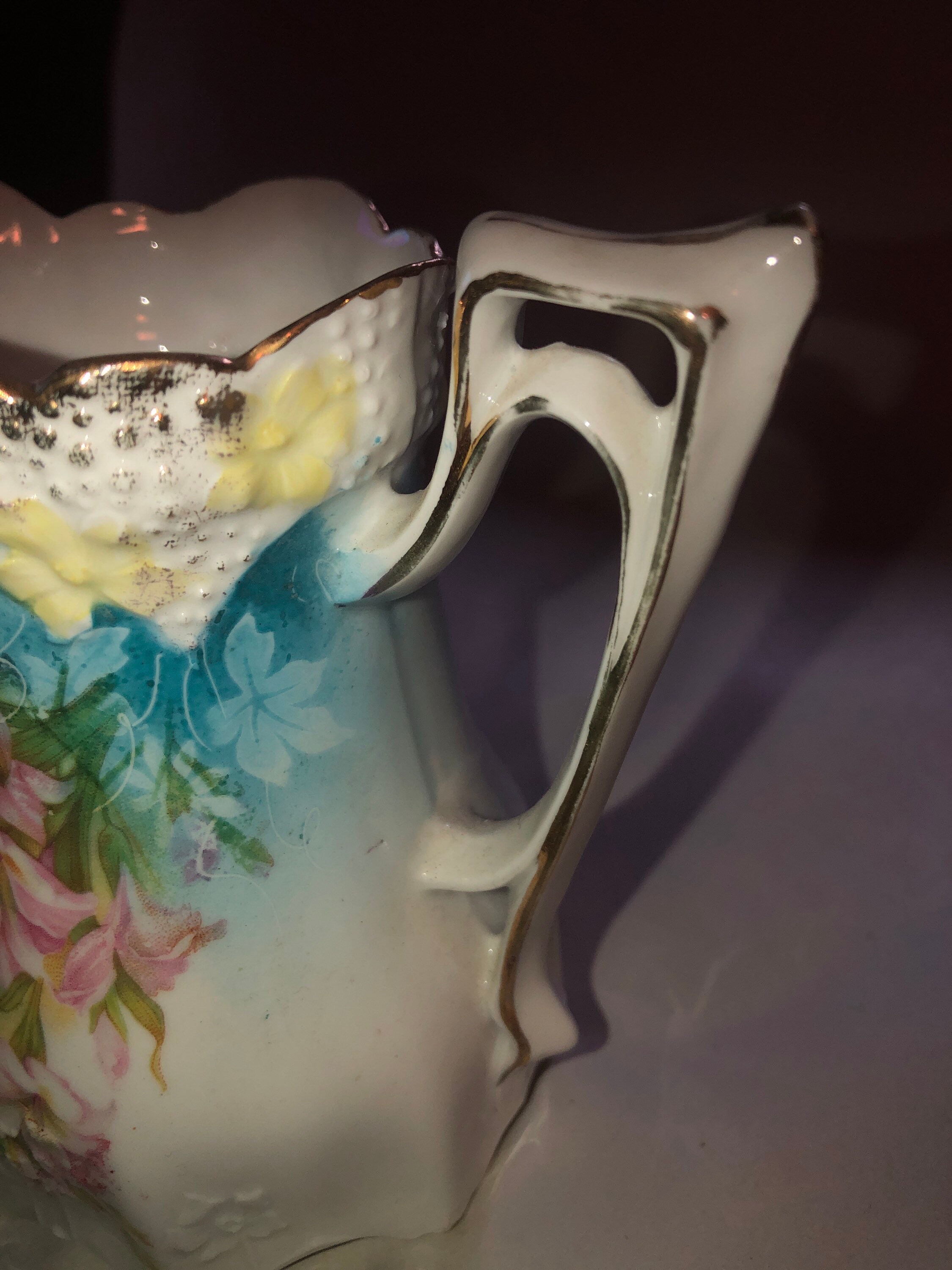 Vintage RS Prussia German Porcelain Pitcher Hand Painted Floral ...