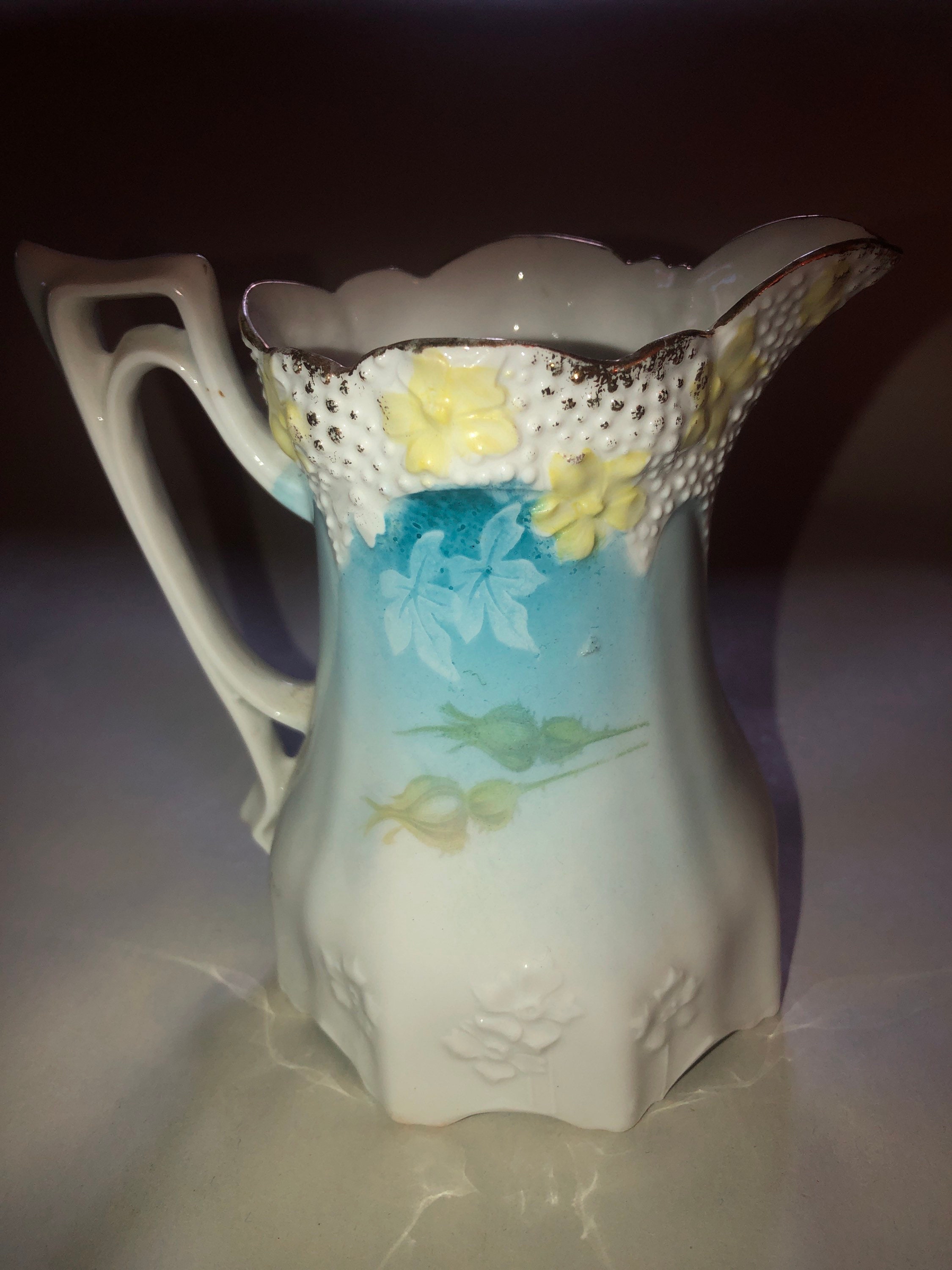 Vintage RS Prussia German Porcelain Pitcher Hand Painted Floral ...