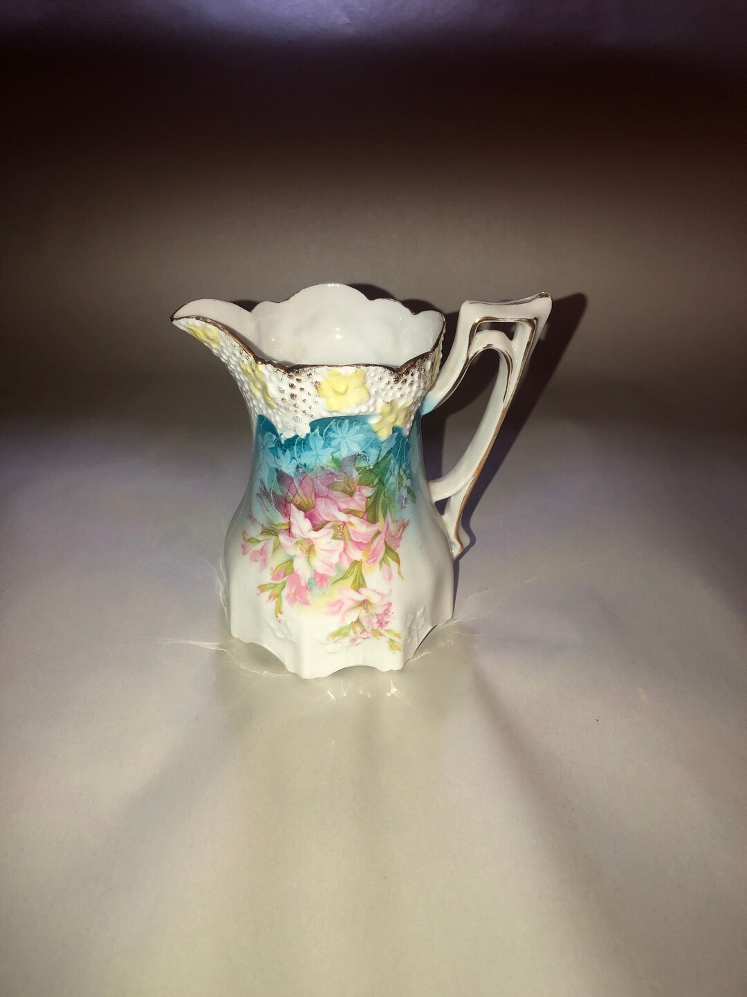Vintage RS Prussia German Porcelain Pitcher Hand Painted Floral ...