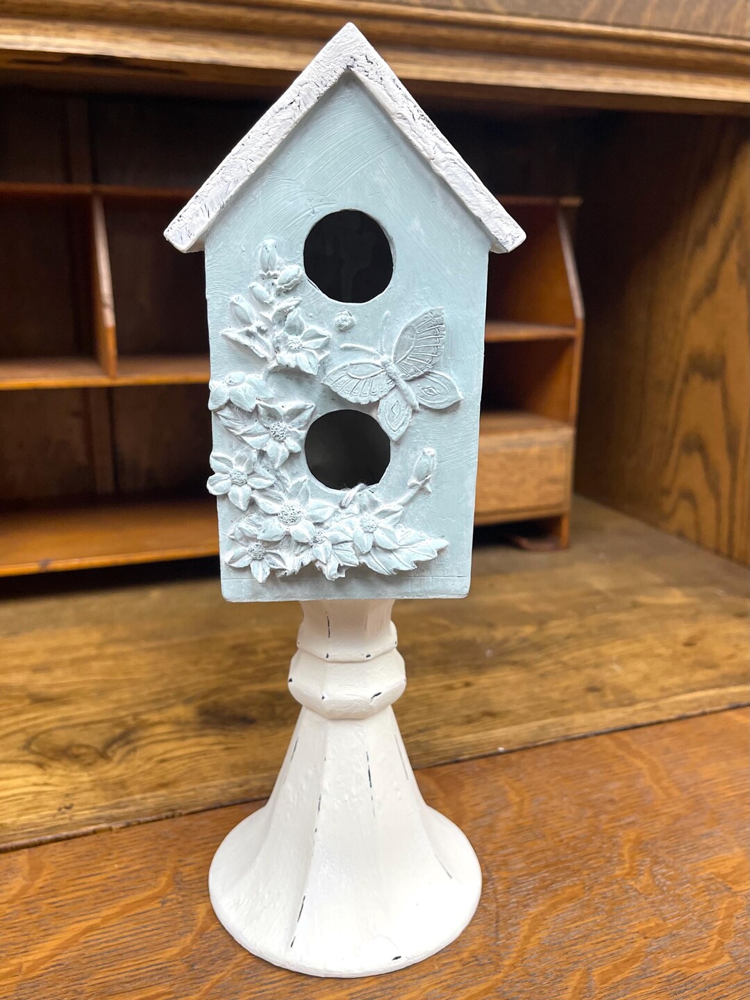 French Country/farmhouse Decorative Pedestal Birdhouse Fleur De Lis ...