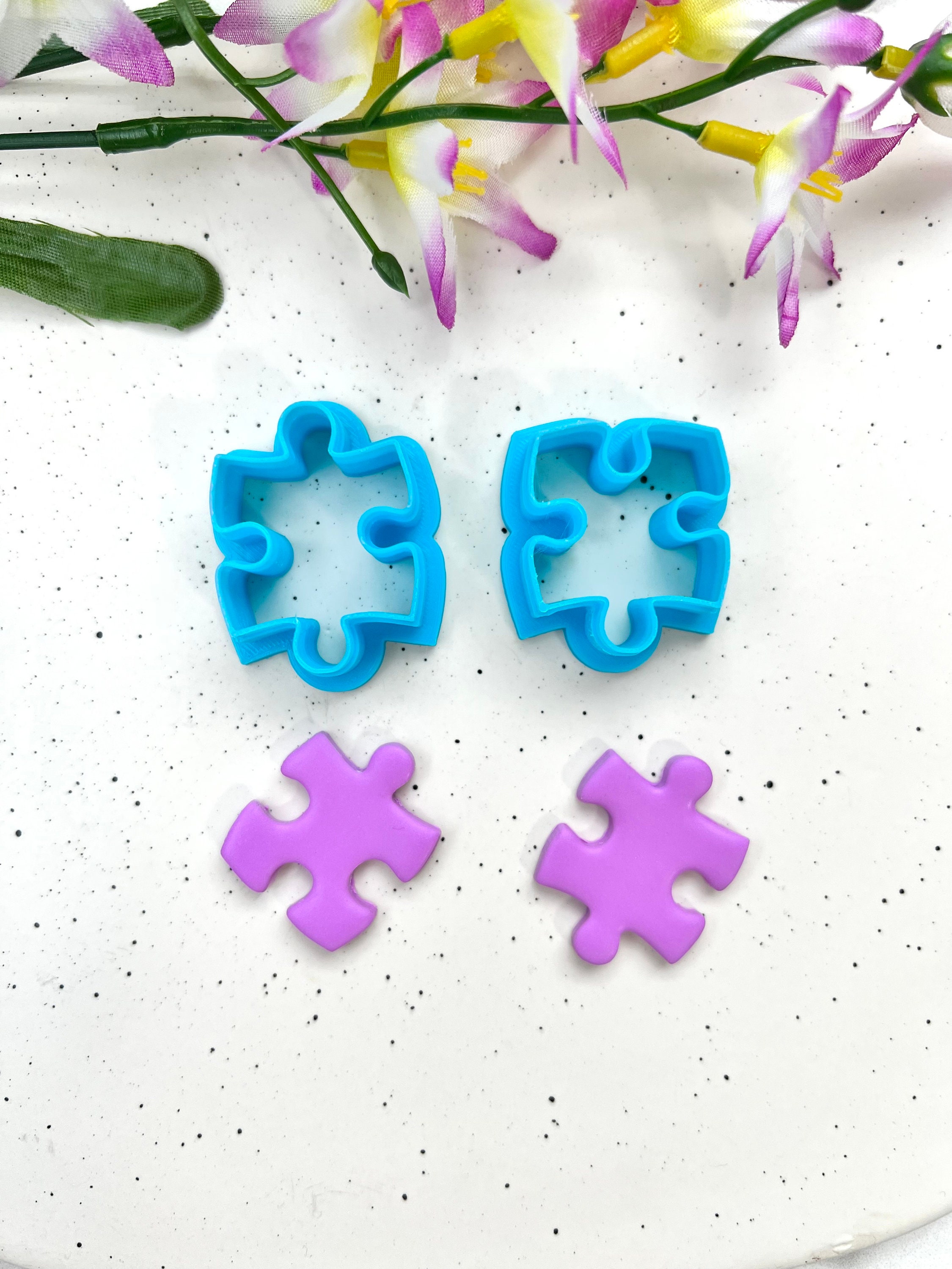 Puzzle Piece Clay Cutter Set: Autism Awareness, Polymer Clay (25/30mm ...